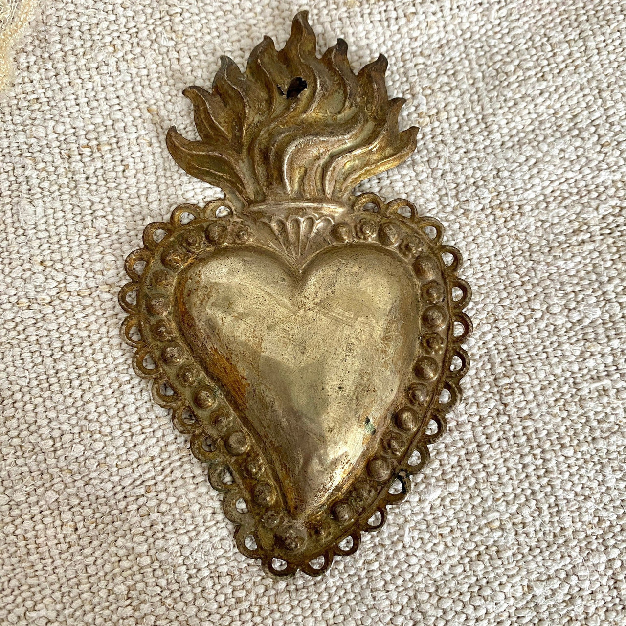 Antique Italian Ex Voto Flaming Heart| SweetAntik