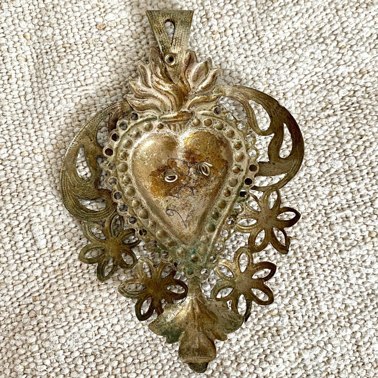 Antique Italian Ex Voto Flaming Heart| SweetAntik